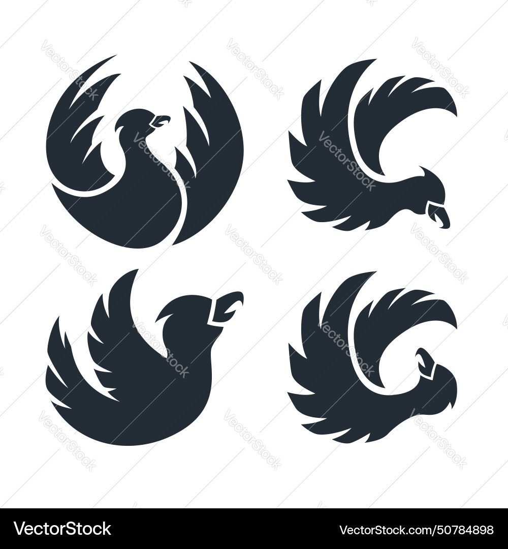 Round flying birds sign set Royalty Free Vector Image