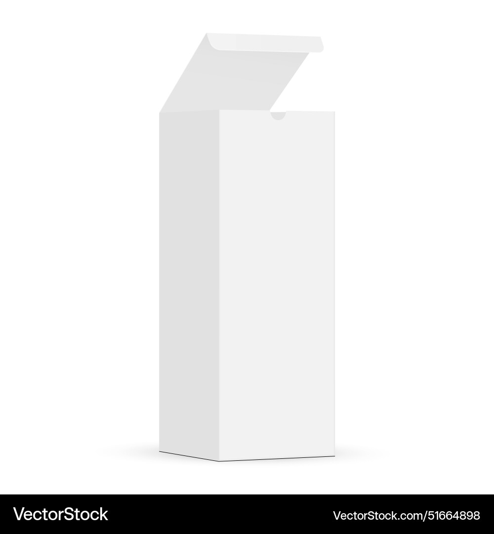 Tall cardboard rectangular box mockup opened lid Vector Image