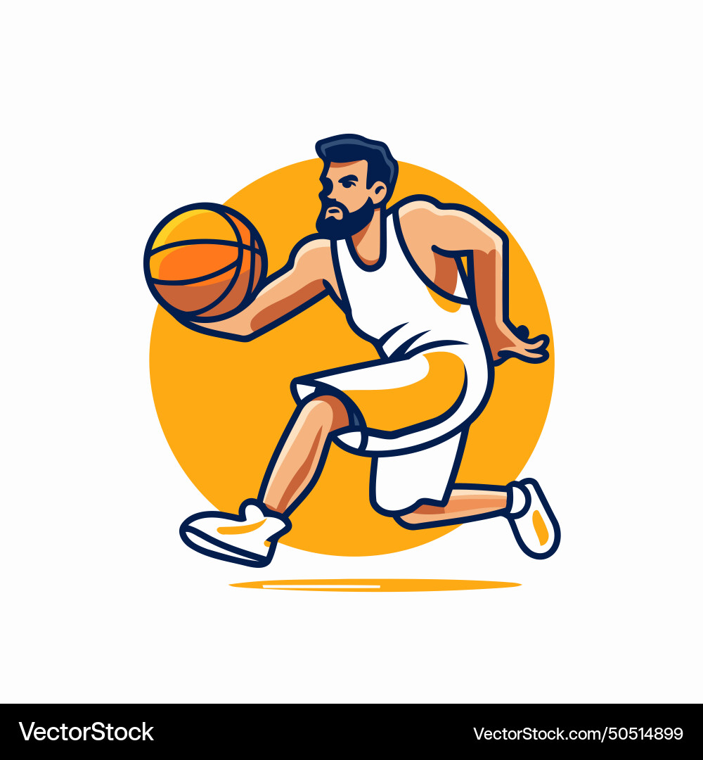 Basketball player with ball in a flat style Vector Image
