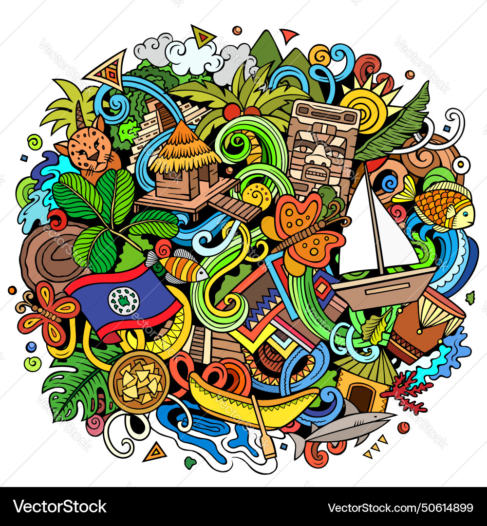 Belize cartoon doodle funny local design Vector Image