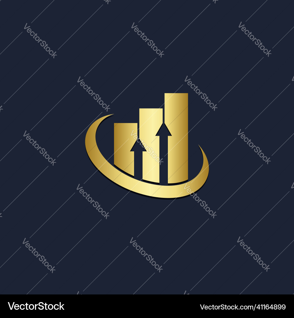 Business chart progress arrow gold logo Royalty Free Vector