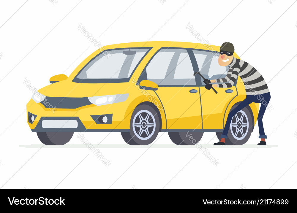 Car thief - cartoon people characters – Royalty-Free Vector | VectorStock