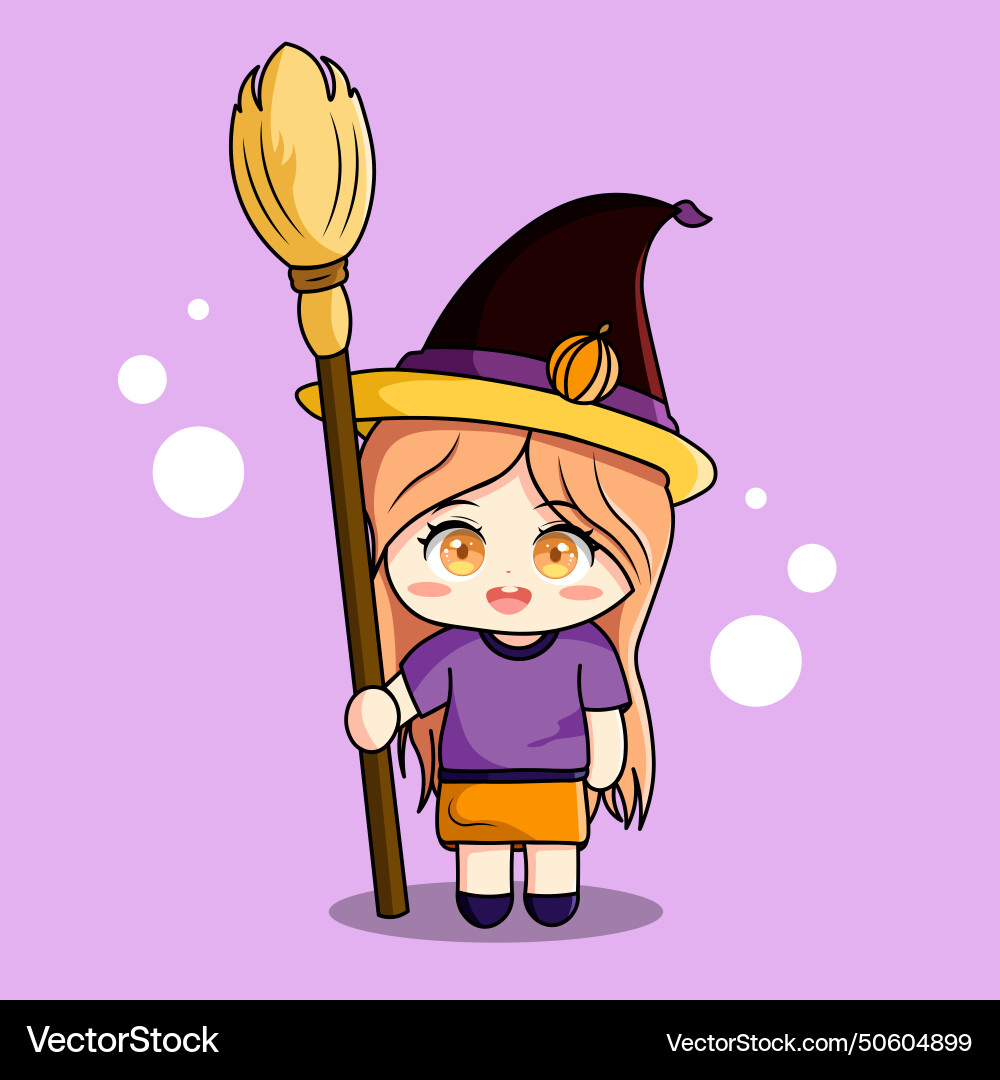 Cute halloween little girl Royalty Free Vector Image