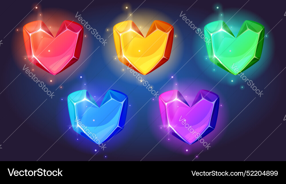 Magic crystal heart for game ice gem stone icon Vector Image