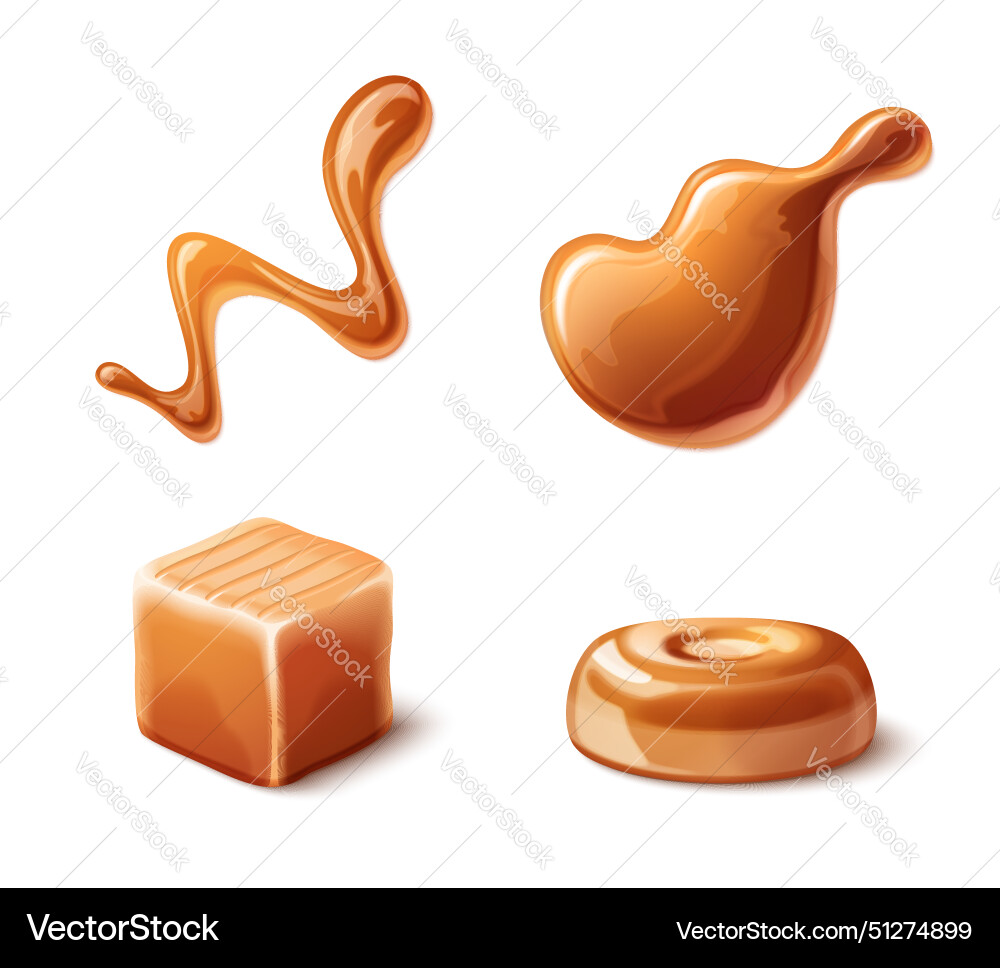Milk toffee caramel splash and candy Royalty Free Vector