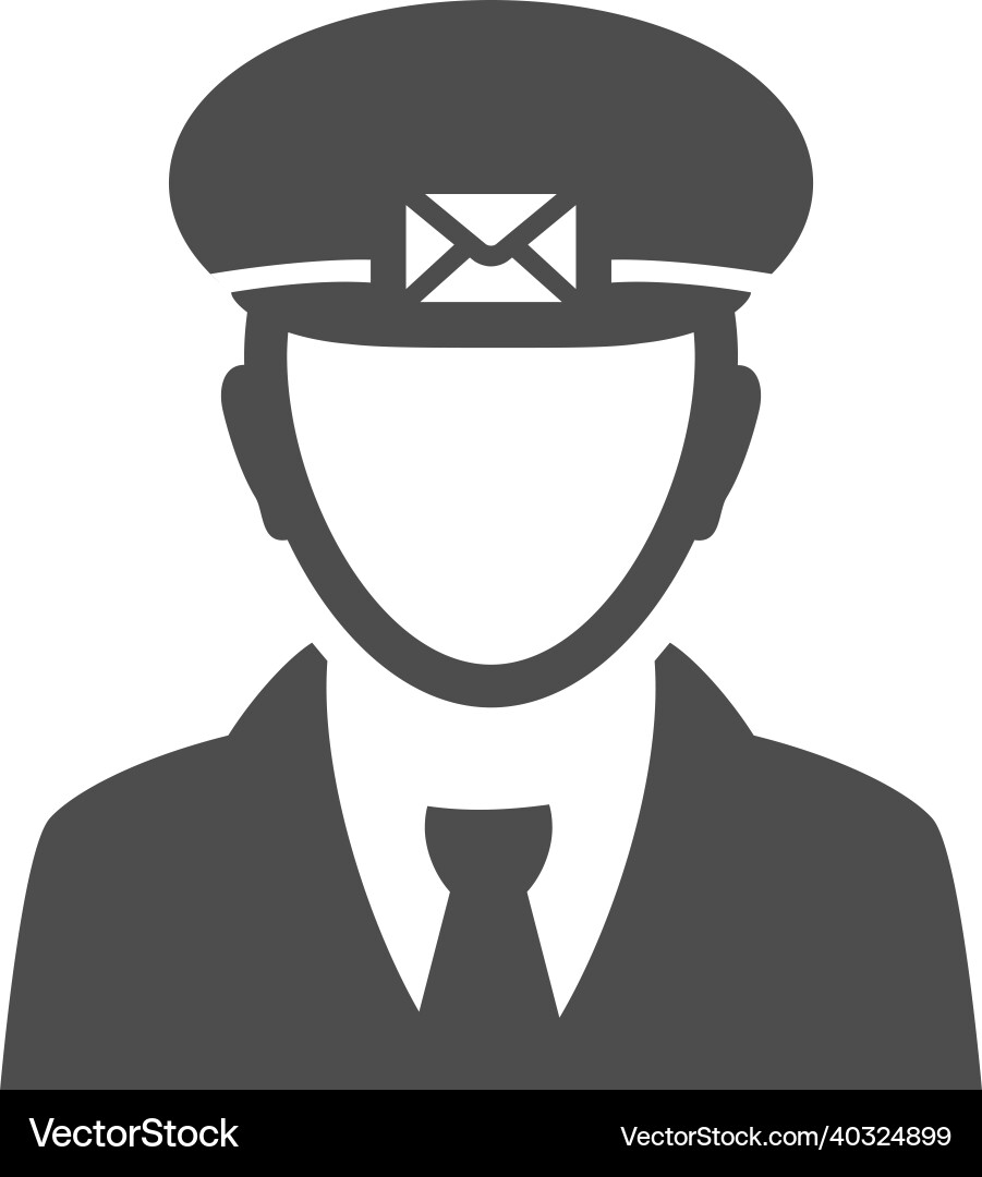 Monochrome simple postman icon Royalty Free Vector Image