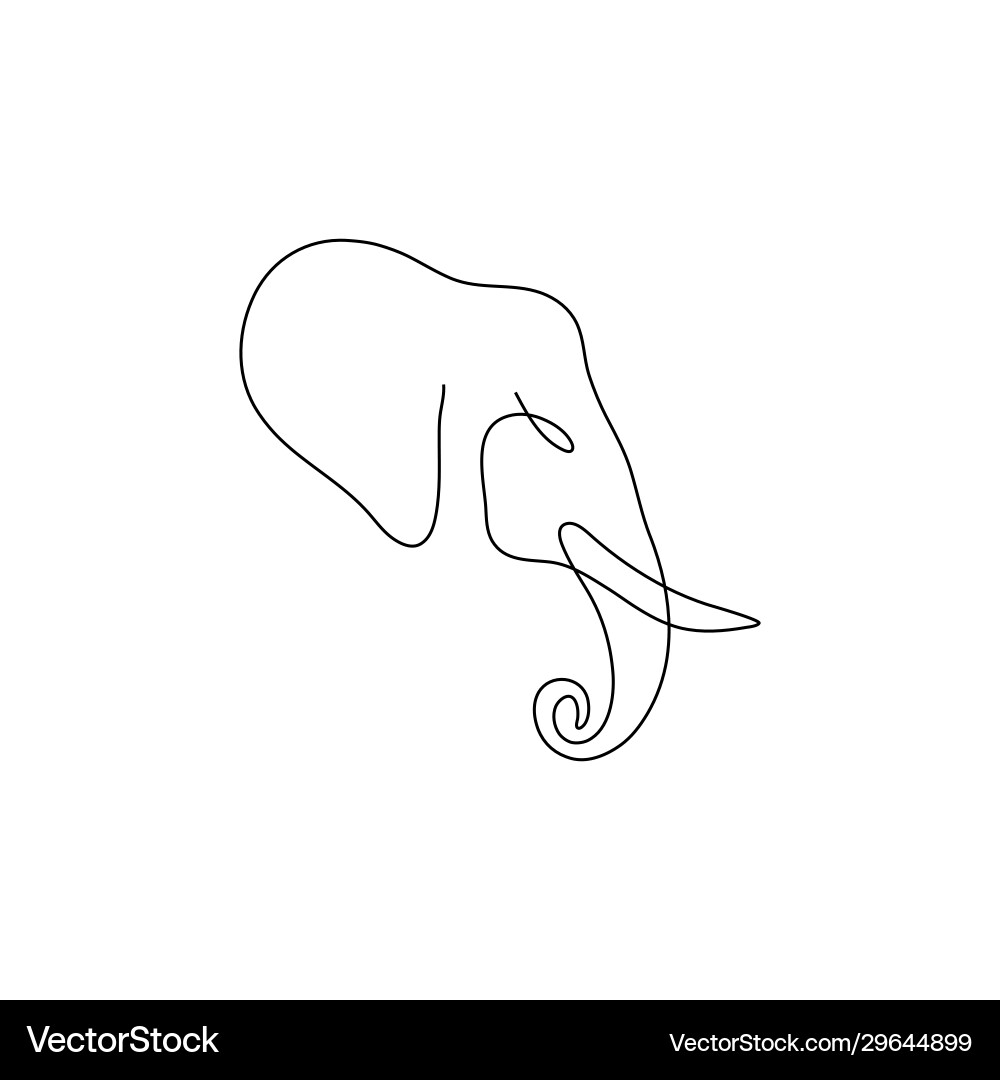 One line elephant head design silhouette Vector Image