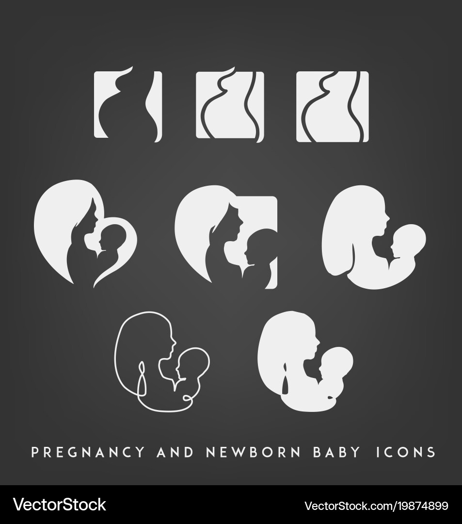 Pregnancy and newborn icon set Royalty Free Vector Image