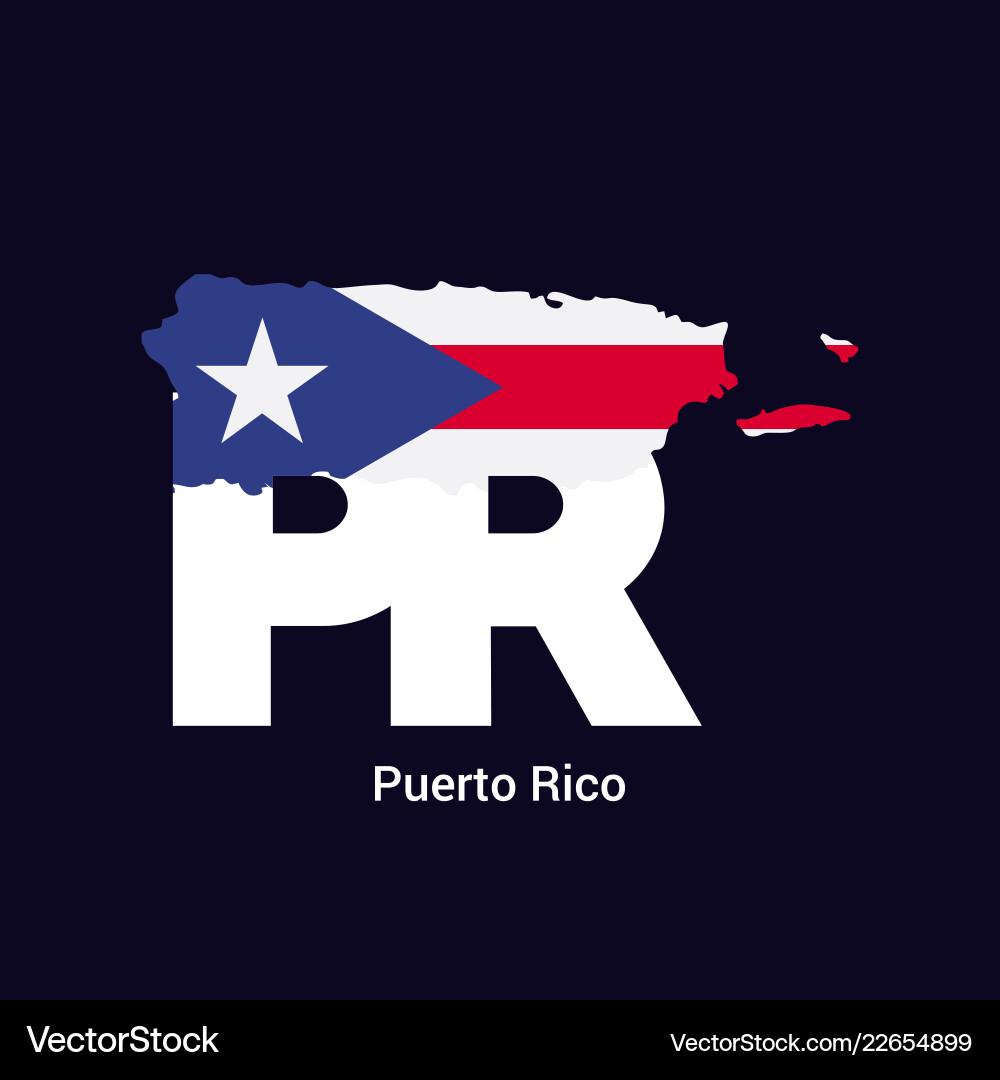 Puerto rico initial letter country with map Vector Image