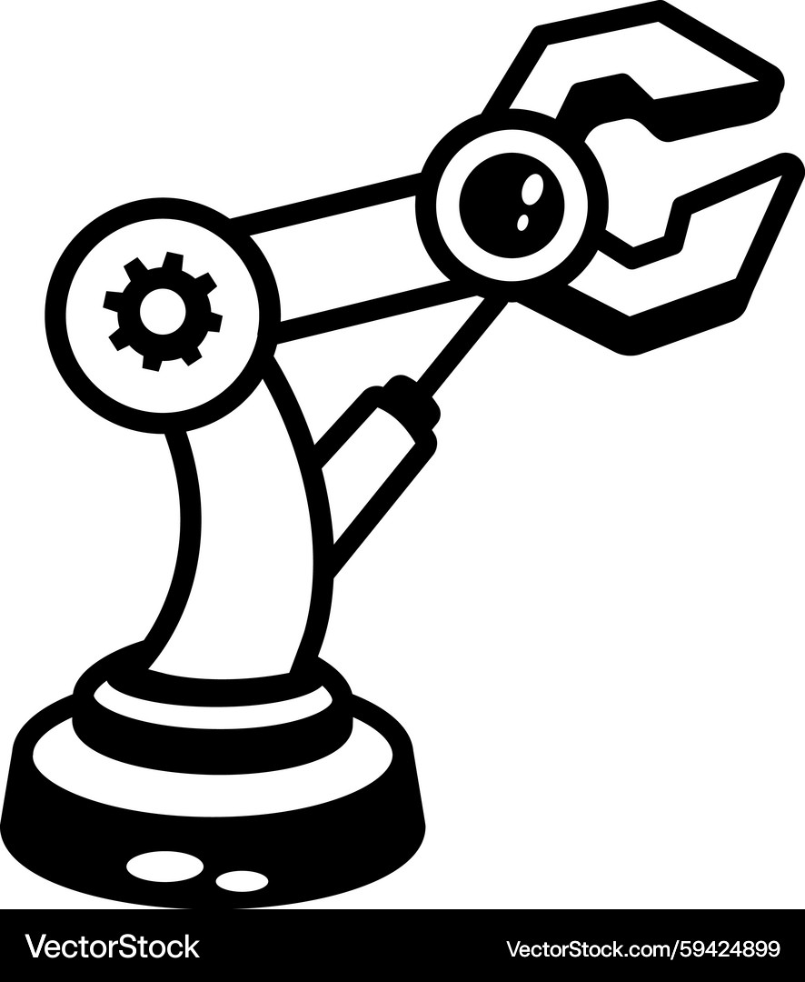 Robotic Arm Doodle Icon Royalty Free Vector Image