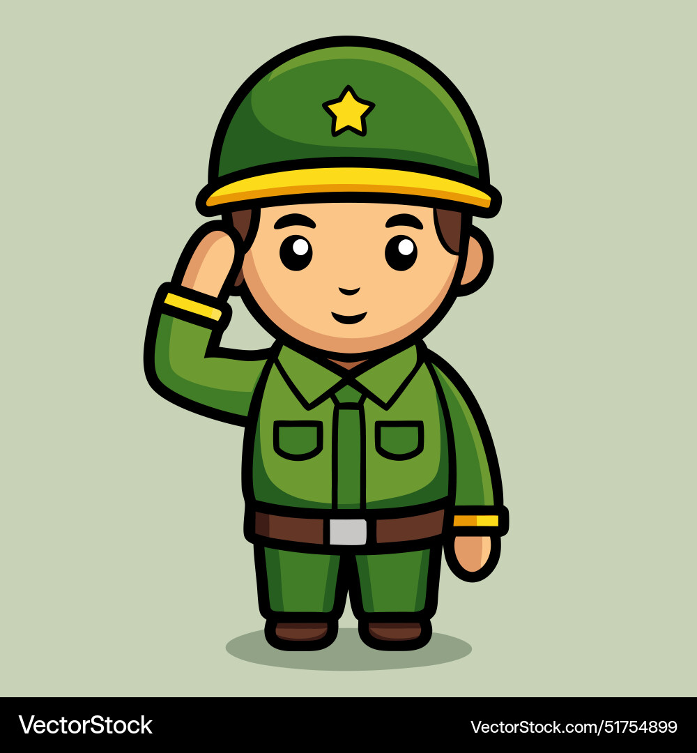 Soldier salute cartoon icon Royalty Free Vector Image