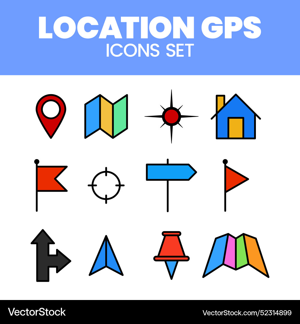 Street signs icon sets gps map Royalty Free Vector Image
