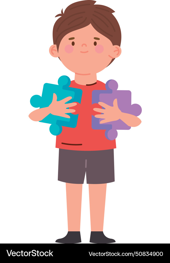 Autism boy happy Royalty Free Vector Image - VectorStock