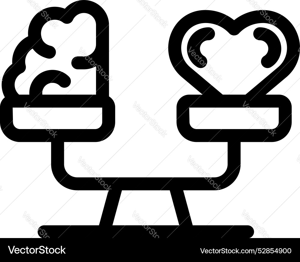 Balance scale comparing human heart with brain Vector Image