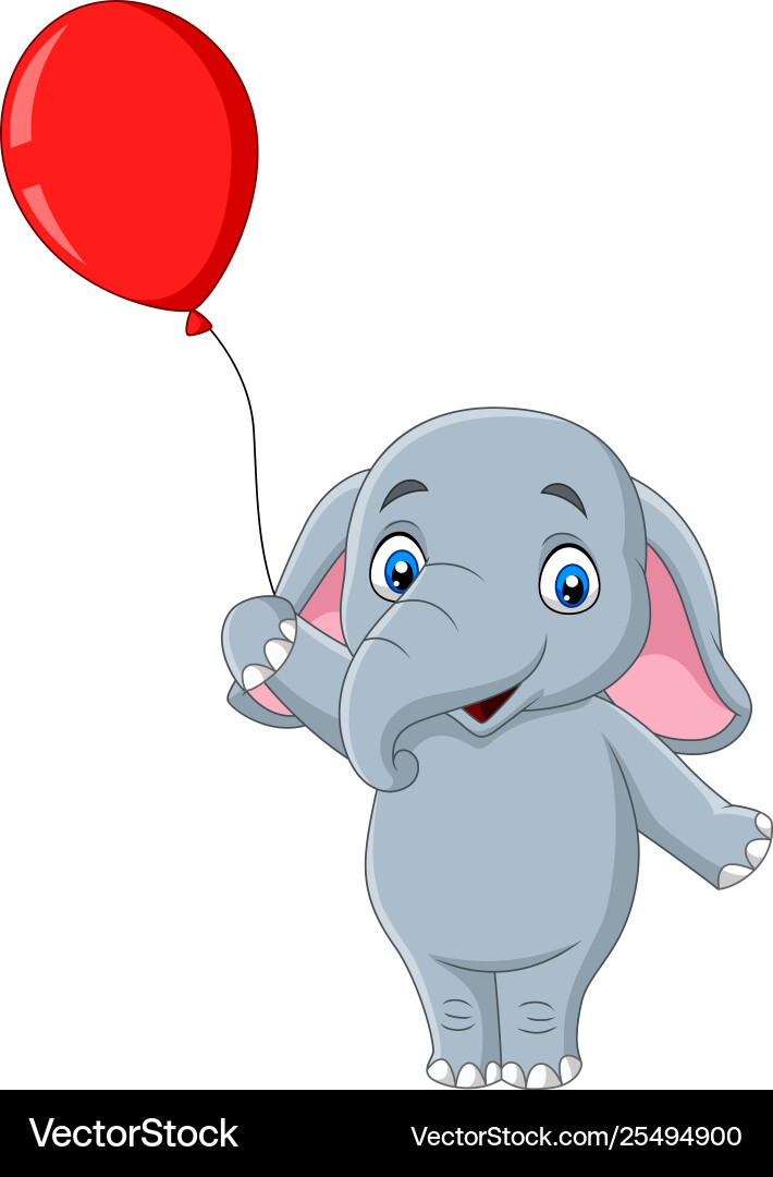 Cartoon Elephant with Red Balloon Royalty Free Vector Image