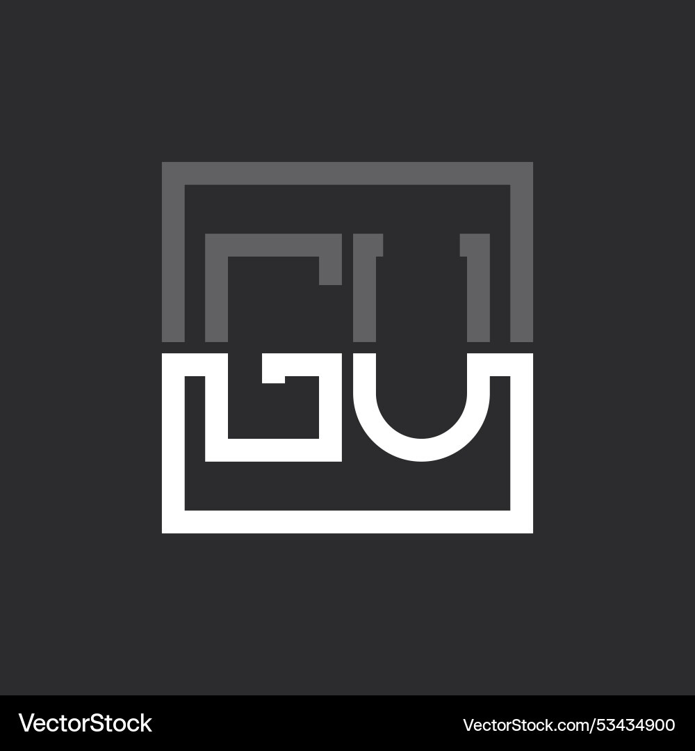 Creative modern minimalist gu letter logo design Vector Image