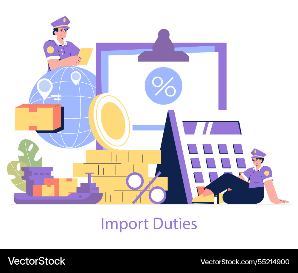 Customs tariffs on imports flat – Royalty-Free Vector | VectorStock