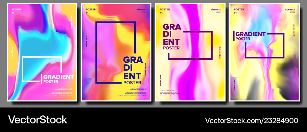 Gradient fluid poster set dynamic layout Vector Image
