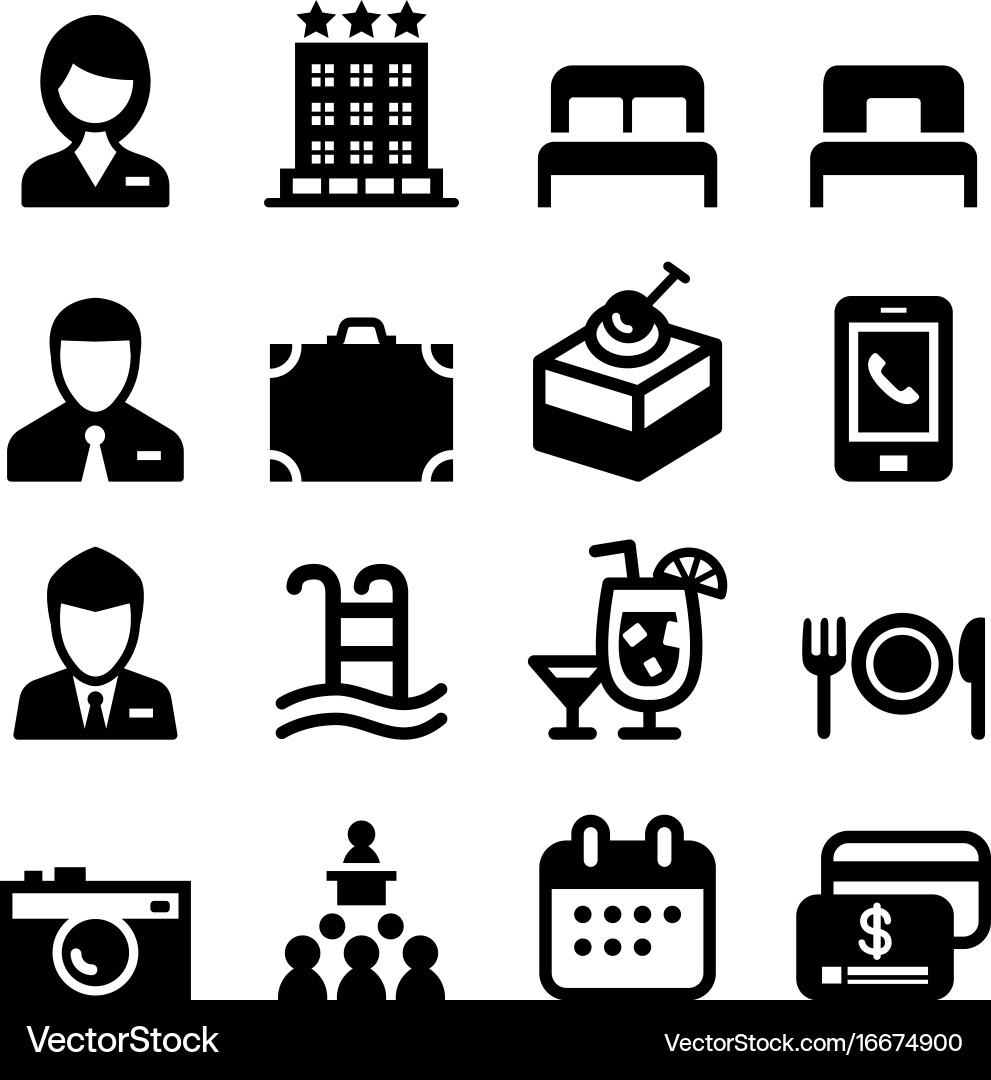 Hotel icon set Royalty Free Vector Image - VectorStock