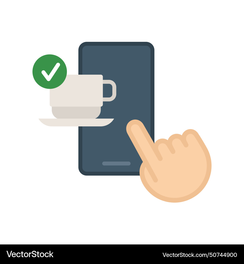 Online coffee ordering icon cup on mobile Vector Image