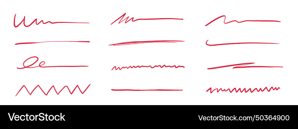 Pen underline line stroke red marker scribble Vector Image