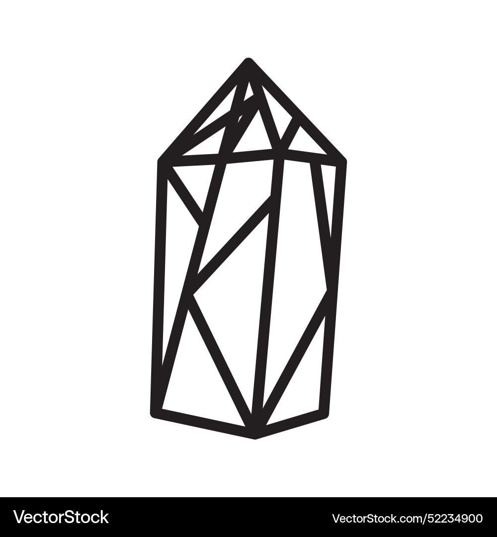 Rock stone crystal icon black line art logo Vector Image