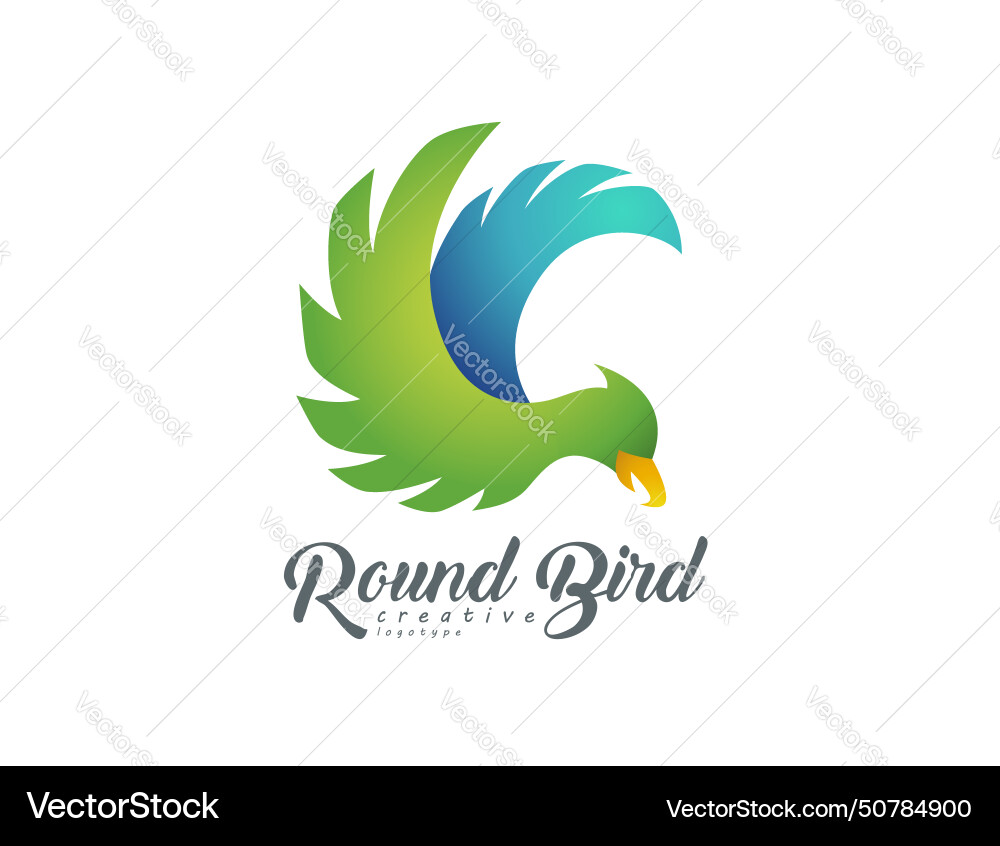 Round flying bird sign Royalty Free Vector Image