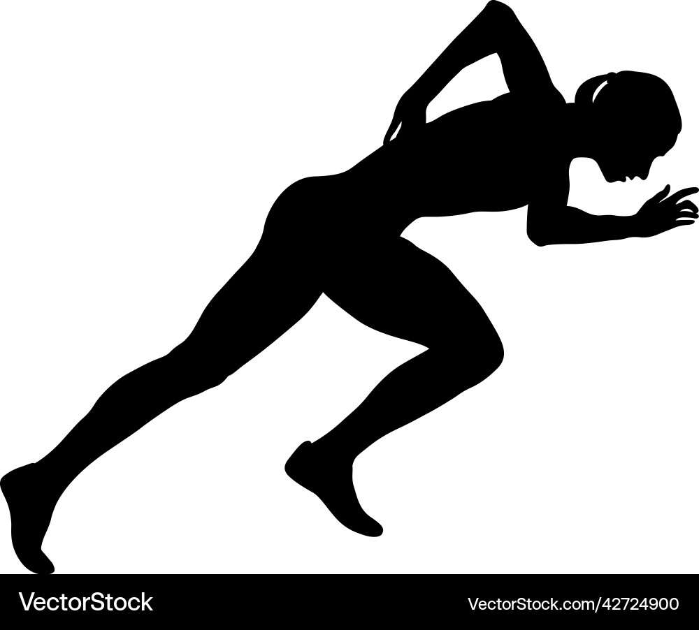 Start running girl athlete black silhouette – Royalty-Free Vector ...