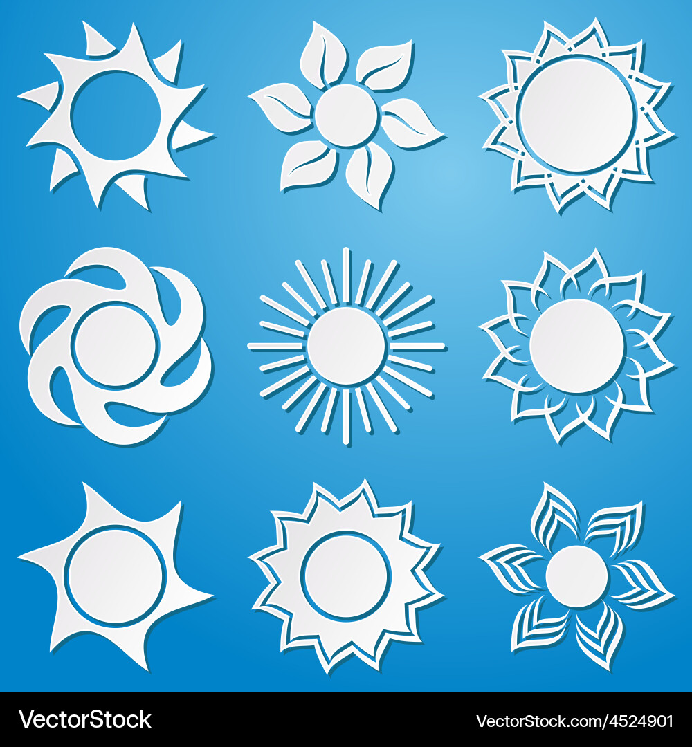 Abstract icons of sun Royalty Free Vector Image