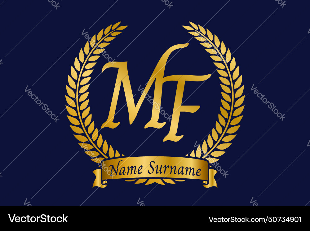 Initial letter m and f mf monogram logo design Vector Image
