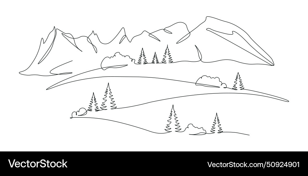 Mountain landscape in one continuous line Vector Image