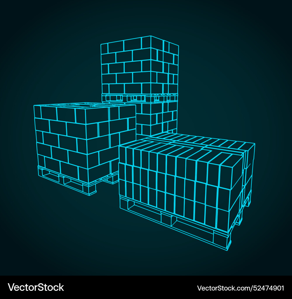 Pallets with bricks Royalty Free Vector Image - VectorStock