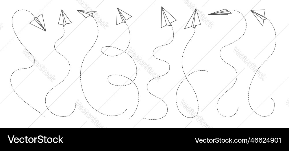 Paper Airplane Flight Lines Royalty Free Vector Image