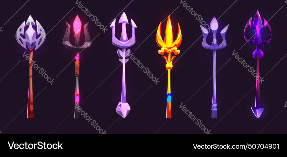 Poseidon or neptune magic trident Royalty Free Vector Image