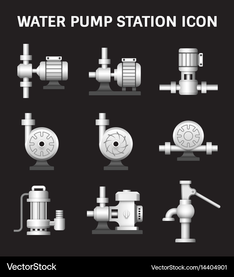Water Pump Station Icons Royalty Free Vector Image