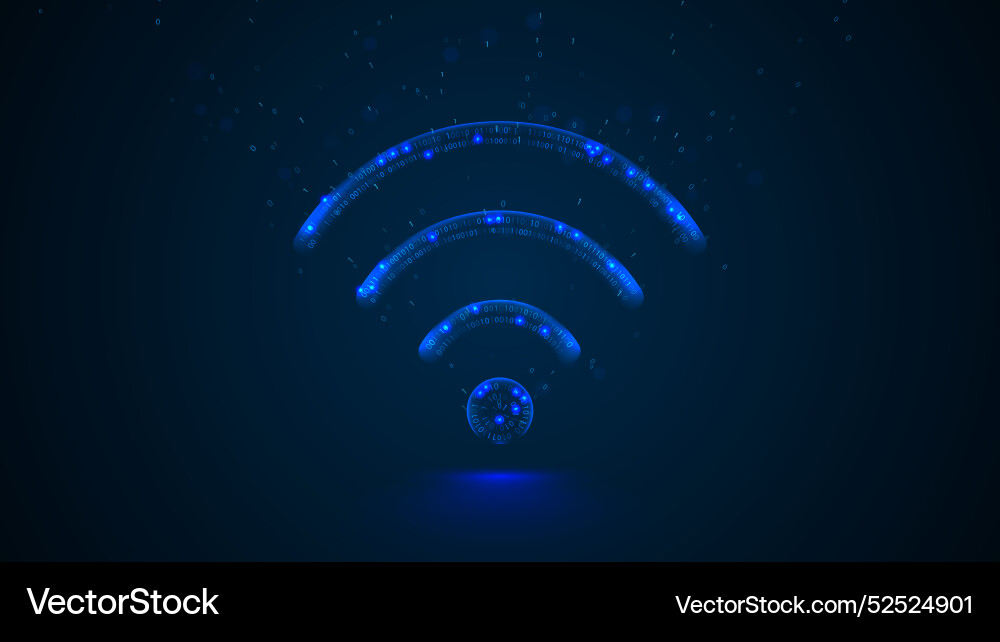 Wi-fi icon outline from low polygon glowing Vector Image