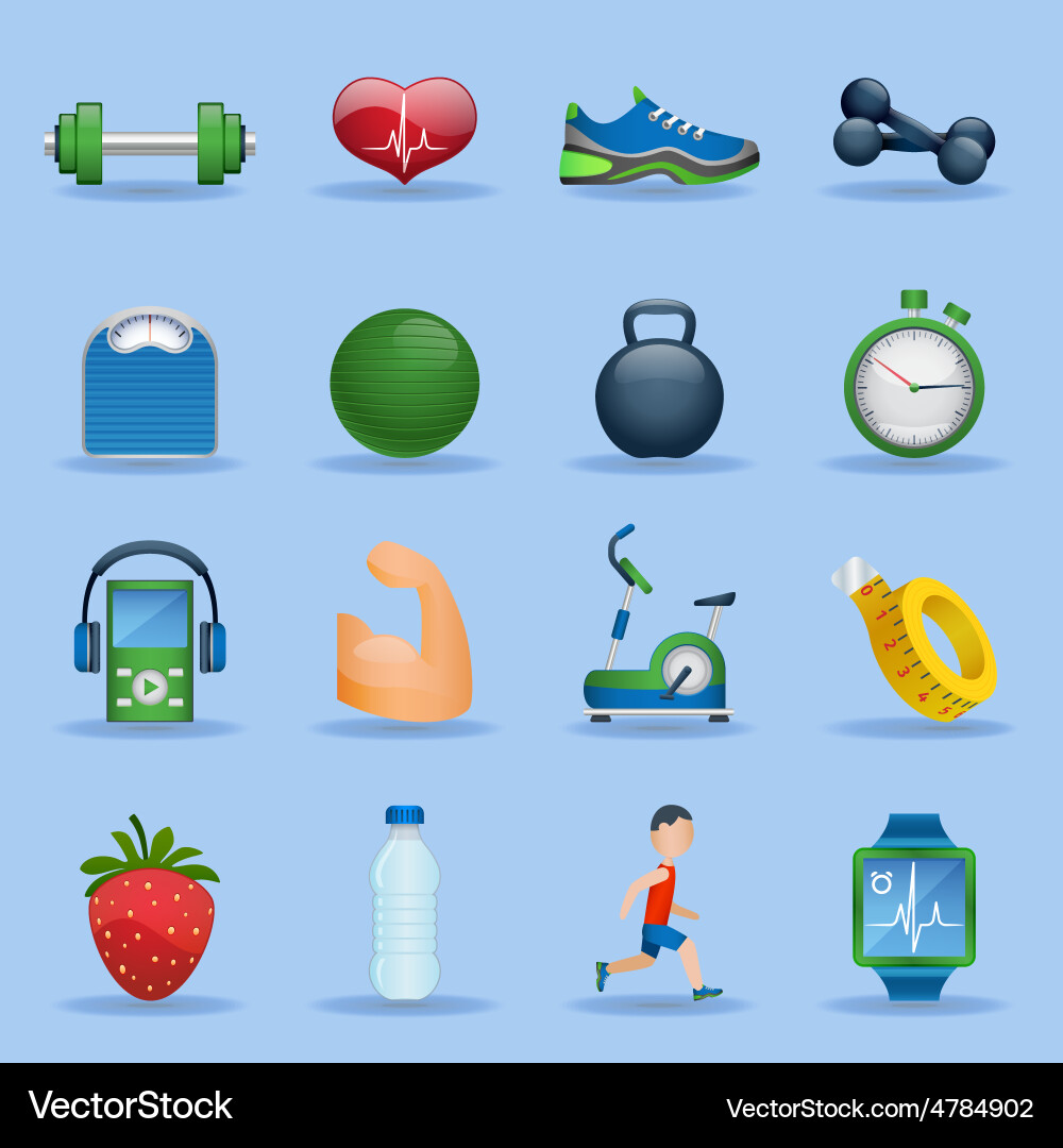 Fitness icons set Royalty Free Vector Image - VectorStock
