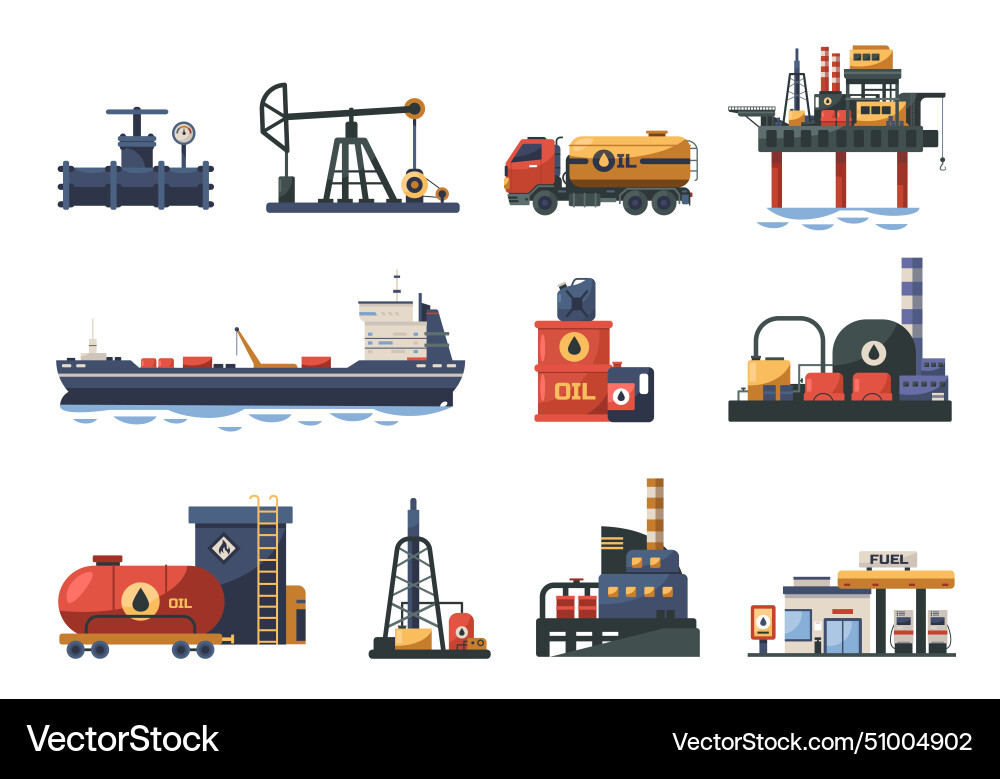 Oil refining industry cartoon refinery plant Vector Image