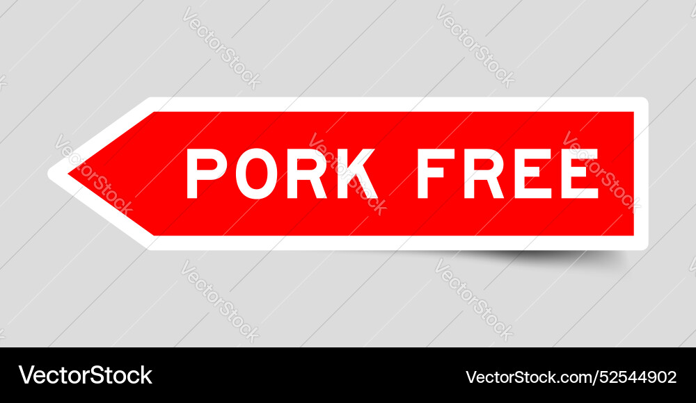 Red color arrow shape sticker label with word Vector Image