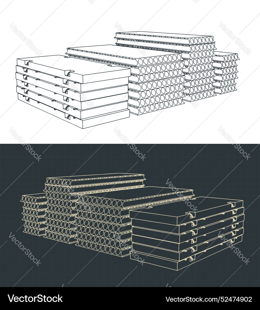 Reinforced concrete floor slabs blueprints Vector Image