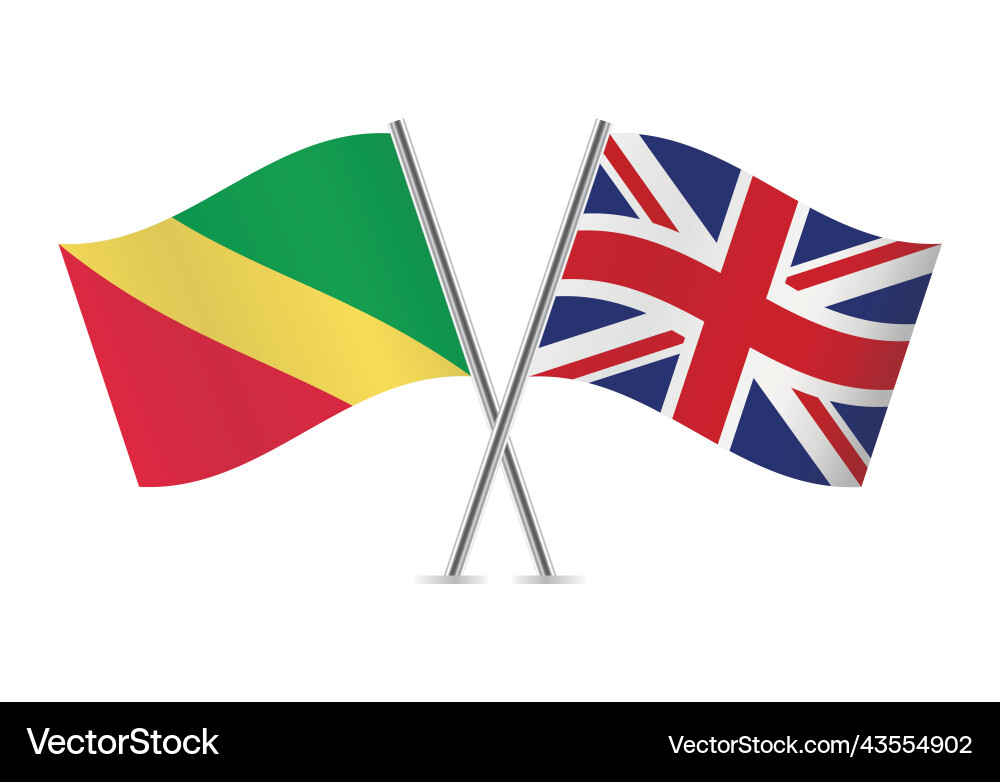 Republic of the congo and britain flags Royalty Free Vector