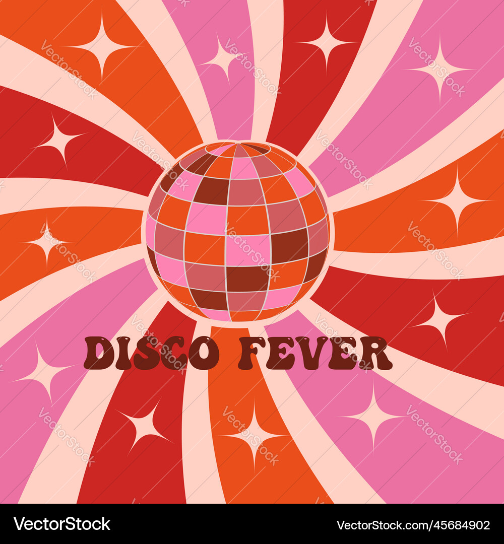Retro disco ball and sunburst Royalty Free Vector Image