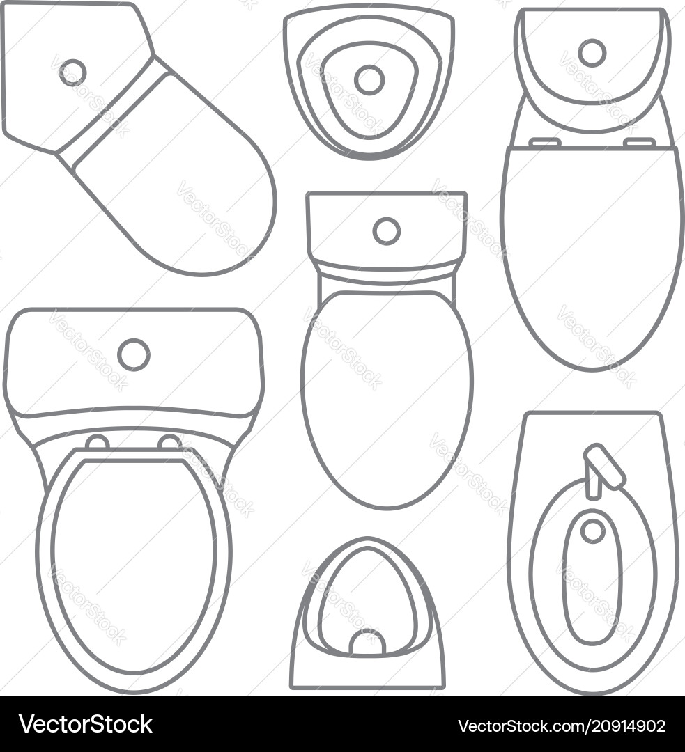 Toilet equipment top view set for interior design Vector Image
