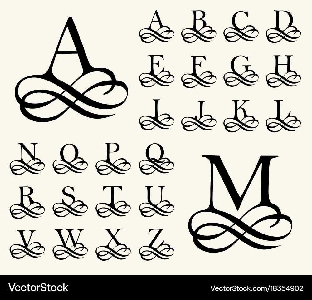 Vintage Capital Letter Monograms Vector Images (over 20,000)