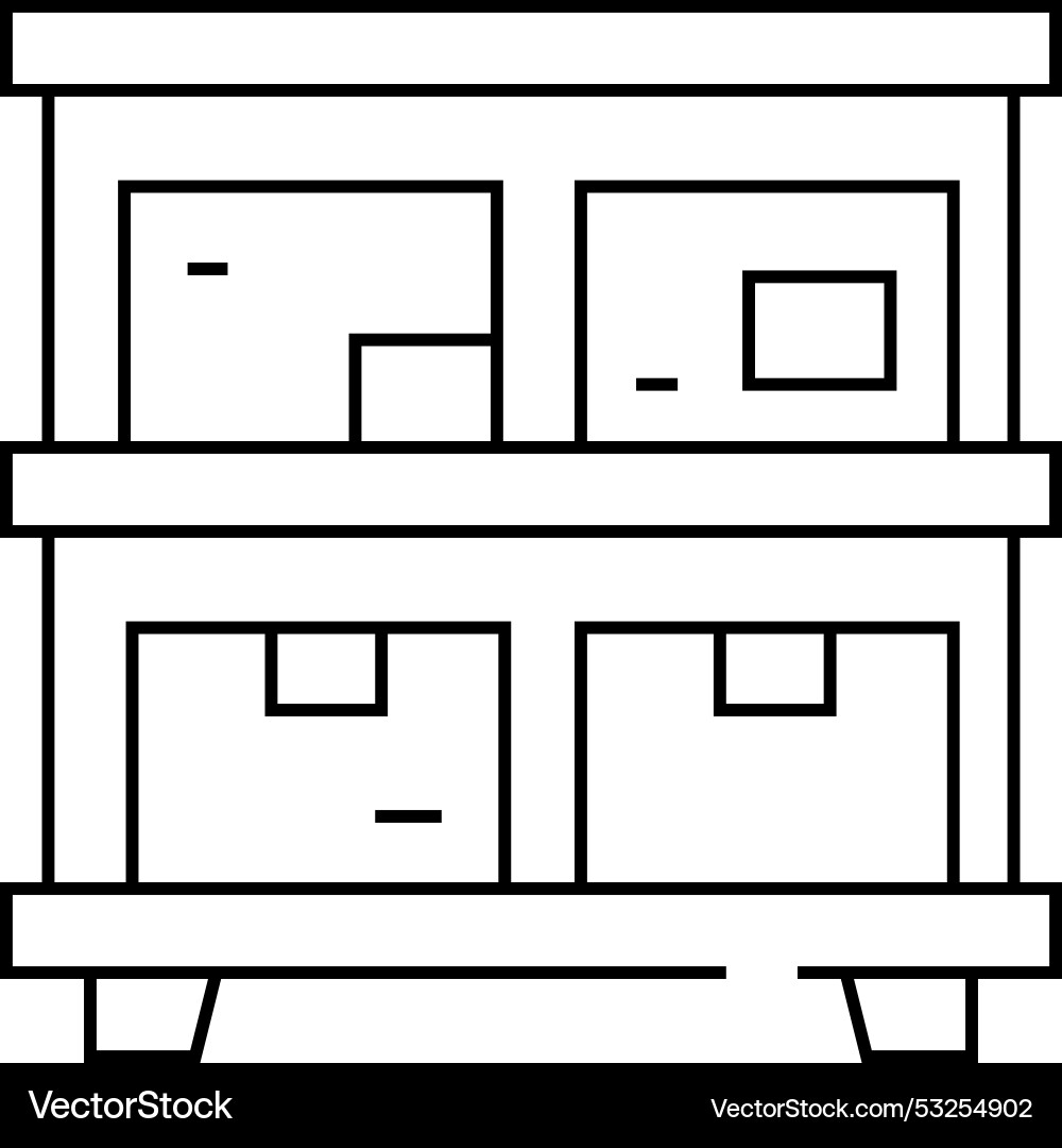 Warehouse shelves line icon Royalty Free Vector Image
