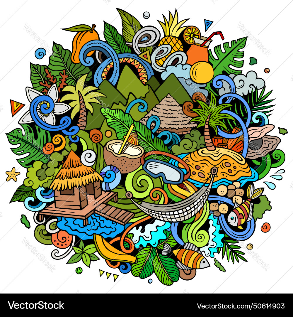 Bora-bora funny cartoon doodle Royalty Free Vector Image