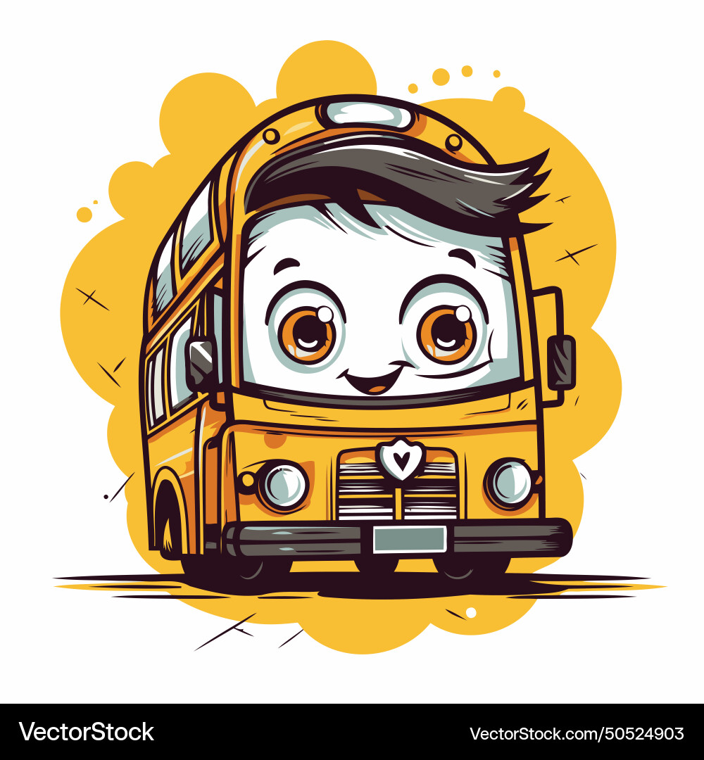 Cute cartoon school bus character isolated Vector Image