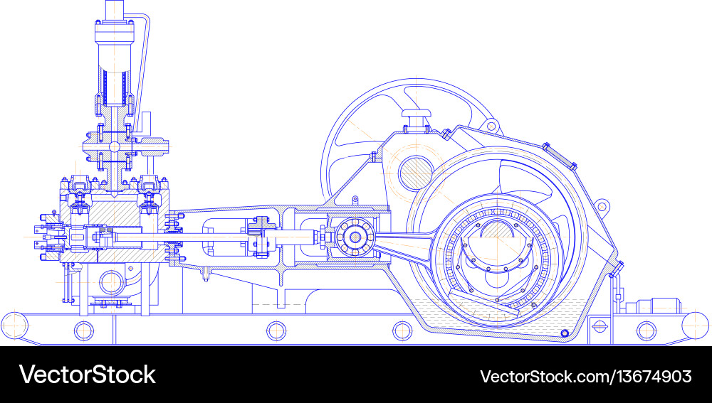 Drilling triplex pump Royalty Free Vector Image