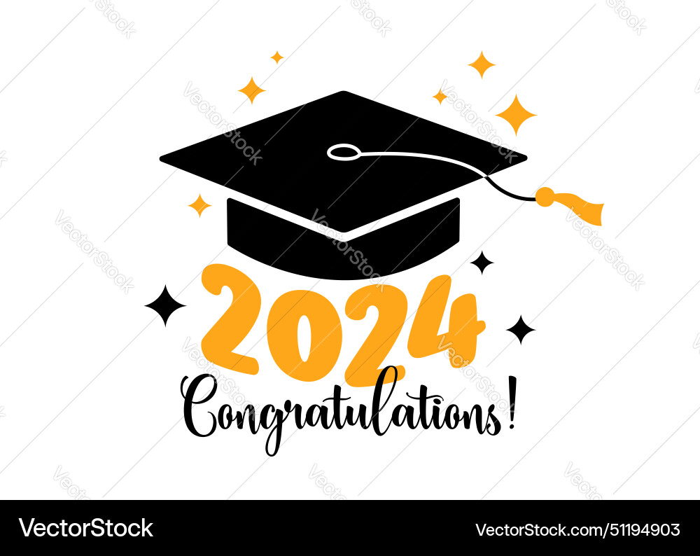Graduation 2024 greeting card congratulations Vector Image