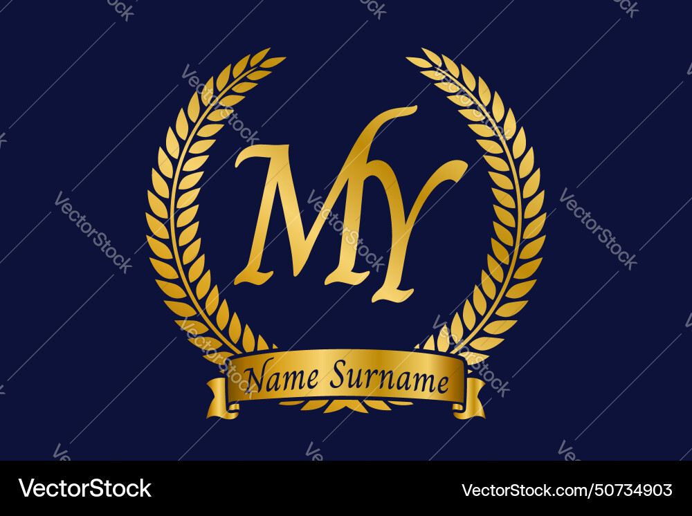 Initial letter m and y my monogram logo design Vector Image